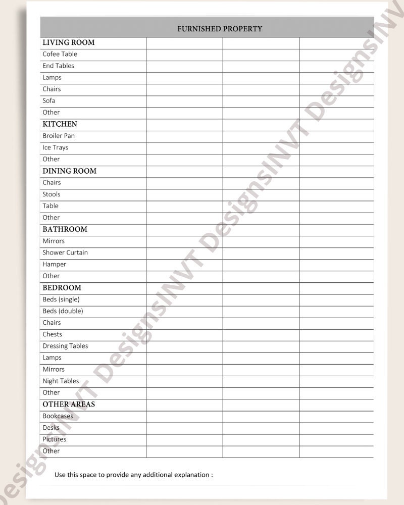 Landlord Tenant Walkthrough Checklist | Printable PDF File | Editable ...