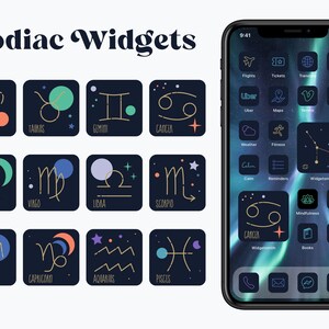 Zodiac App Icon Pack, Celestial App Icons for Ios, Mystical Zodiac ...