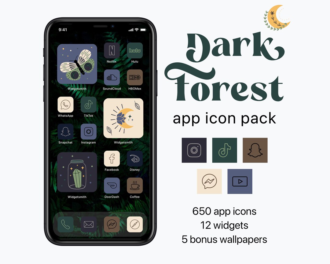 Forest App Icons, Nature Ios Icons, Forest Icons for Iphone, Dark ...