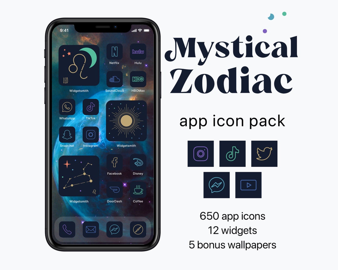 Zodiac App Icon Pack, Celestial App Icons for Ios, Mystical Zodiac ...