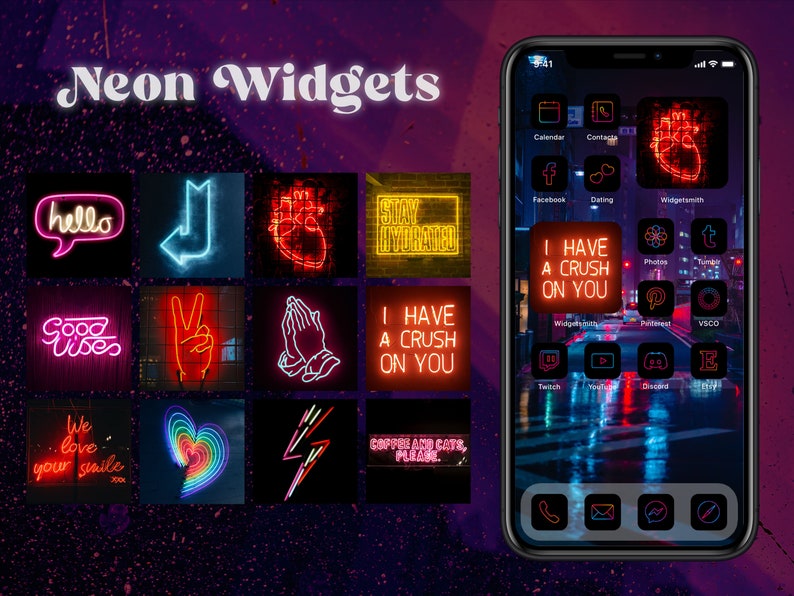 Neon App Icons, Neon Ios Icons for Iphone, Neon Glow - Etsy