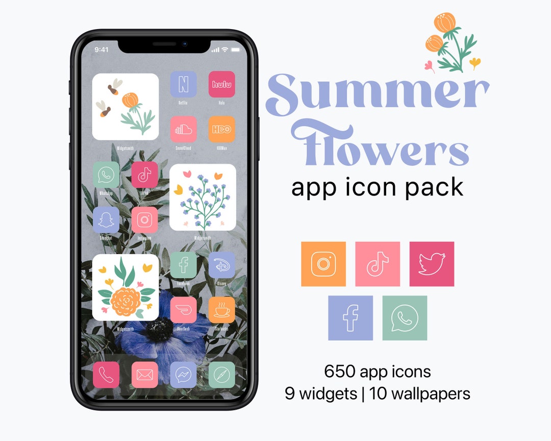 Summer iPhone Icons for Ios, Flower App Icons, Summer Flowers - Etsy