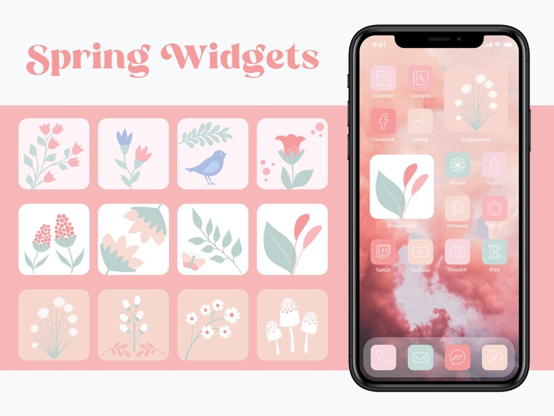 Spring Blush App Icons, Blush iPhone Icons for Spring, Spring Widgets ...