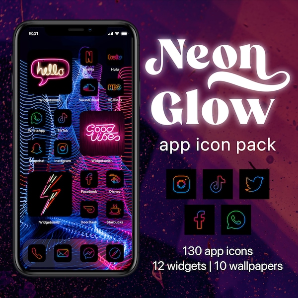 Neon App Icons - Etsy