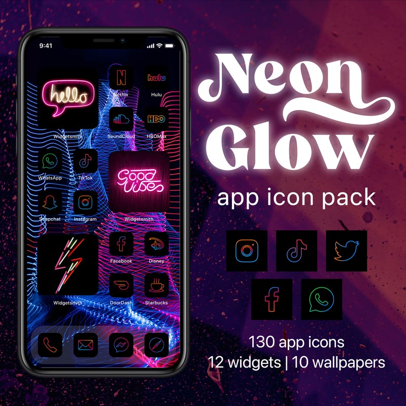 Neon App Icons - Etsy
