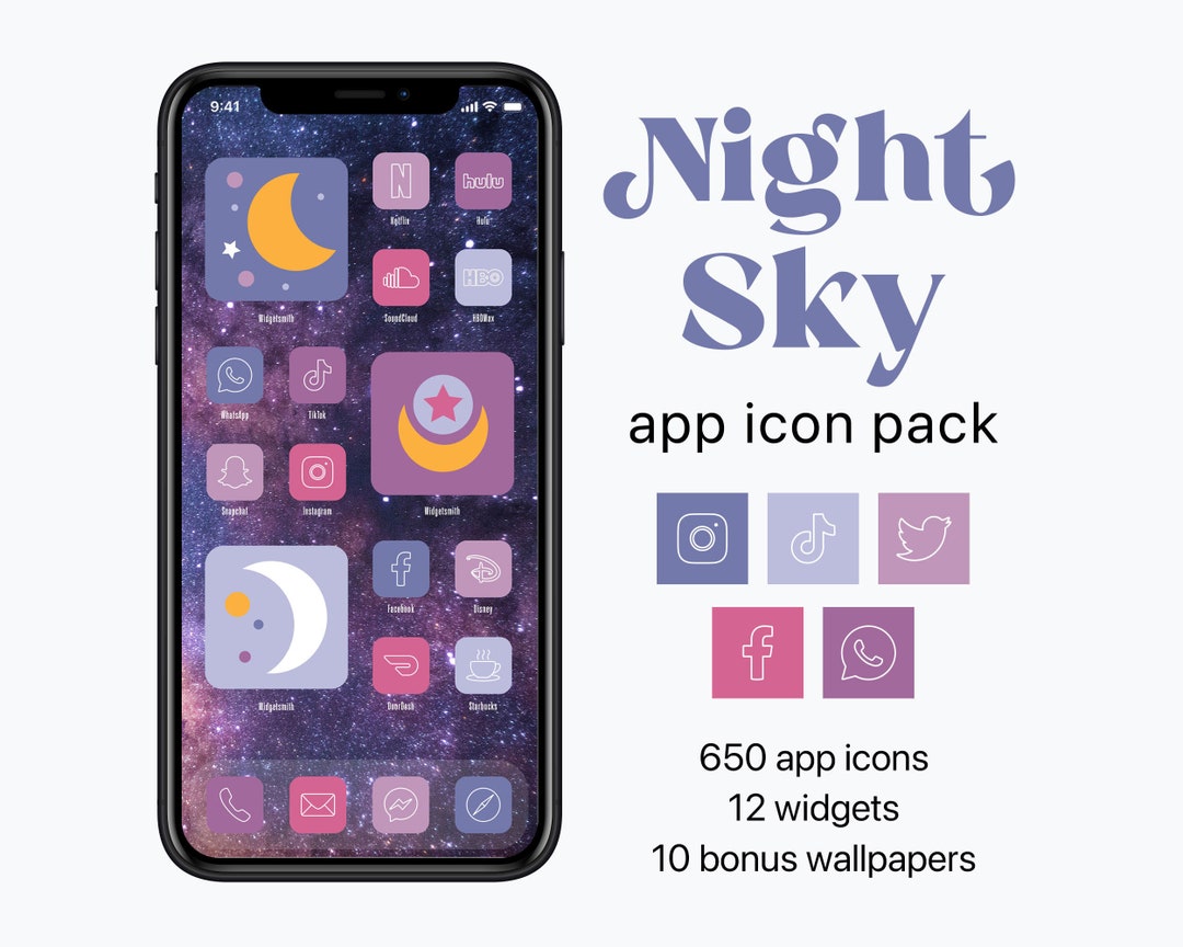 Night Sky App Icons, Celestial Ios Icons for Iphone, Galaxy App Icons ...