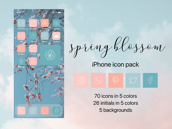 Spring Iphone Icon Pack for Ios Spring App Icons | Etsy