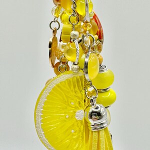 Fun Lemon Keychain, Beaded Lemon Slice Keychain, Citrus Fruit Slice ...