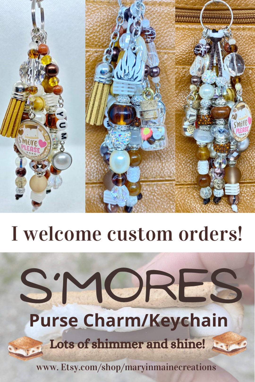 Keychain, Gifts for Her, Smores, S'mores, Fall, Campfire, Keychain ...