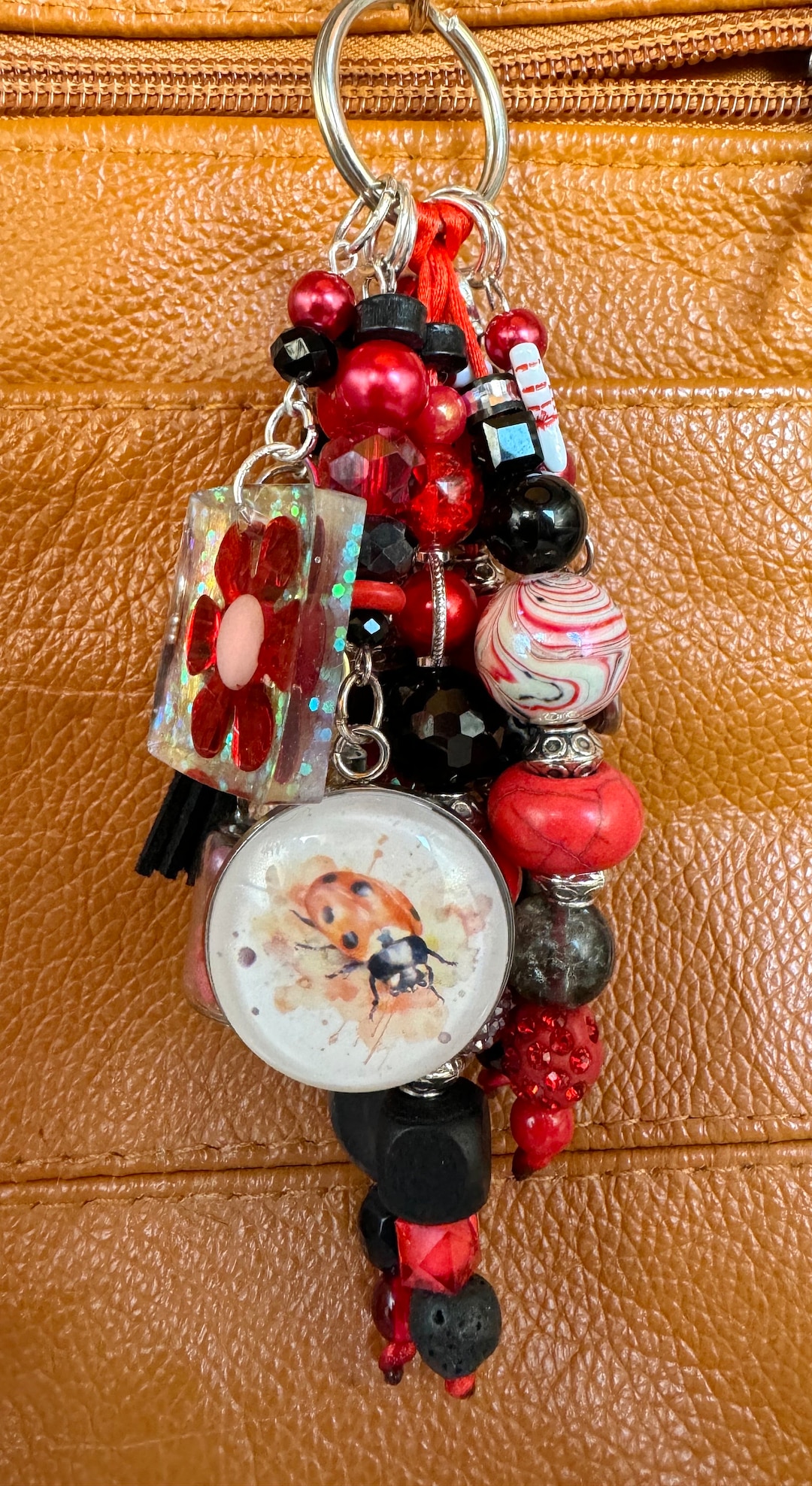 Ladybug Beaded Keychain, Handmade Ladybug Keychain Charm, Ladybug Bag ...
