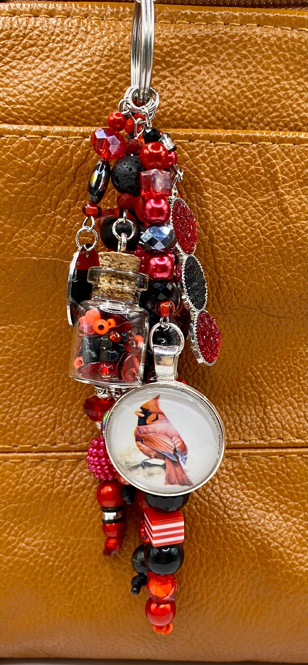 Cardinal Keychain Charm, Cardinal Purse Charm for Bags, Cardinal Lover ...