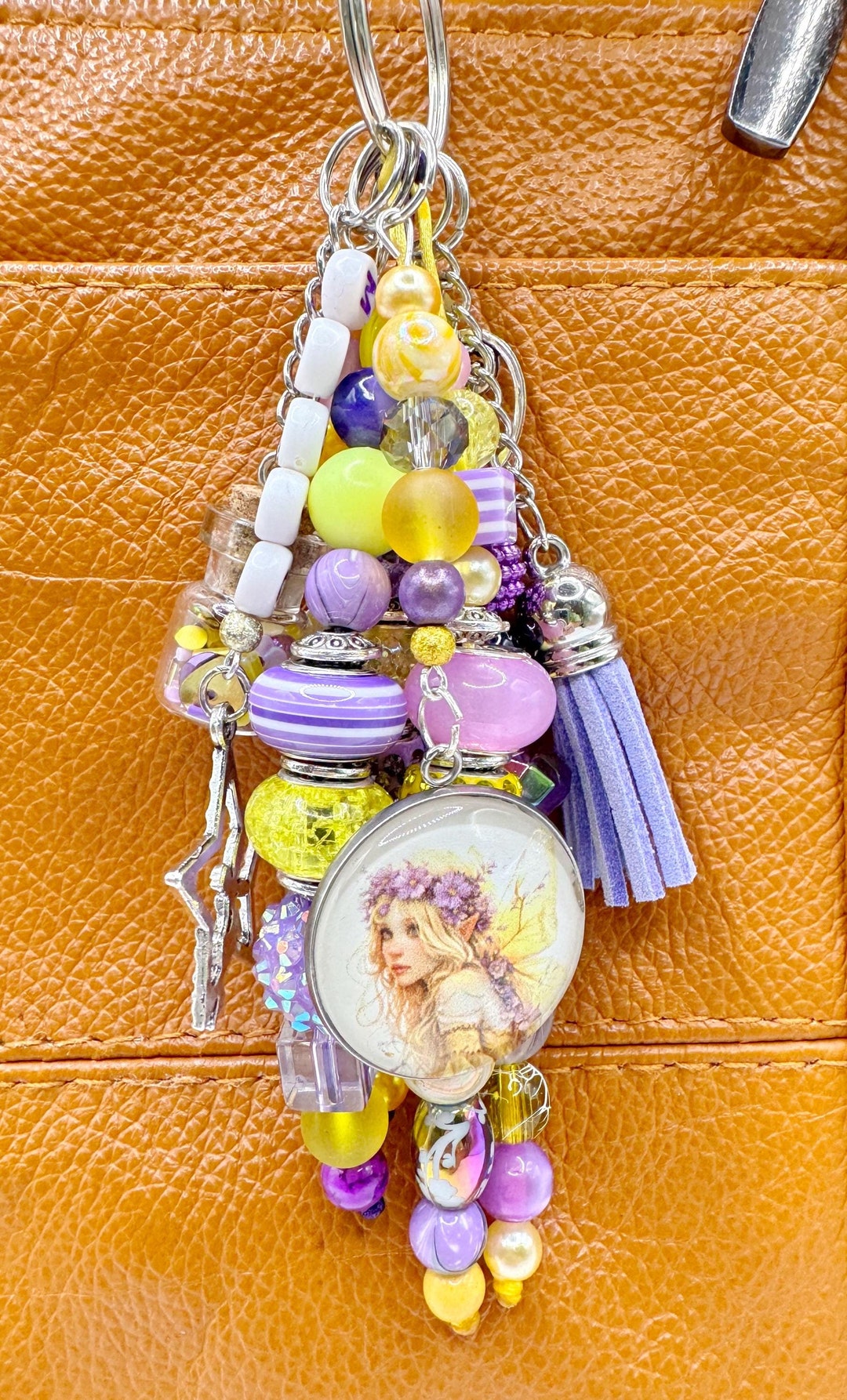 Cute Fairy Princess Keychain, Fairy Bag Charm, Beaded Fairy Keychain ...