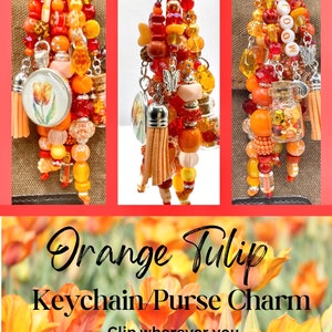 Tulip Keychain Charm, Beaded Flower Keychain Charm, Flower Bag Charm ...