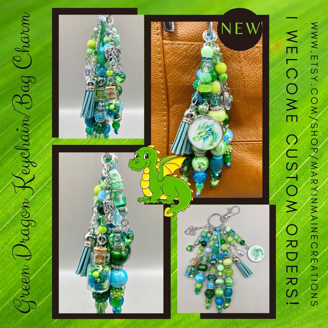Green Dragon, Green Dragon Keychain, Keychain, Keychains, Gift for Her ...