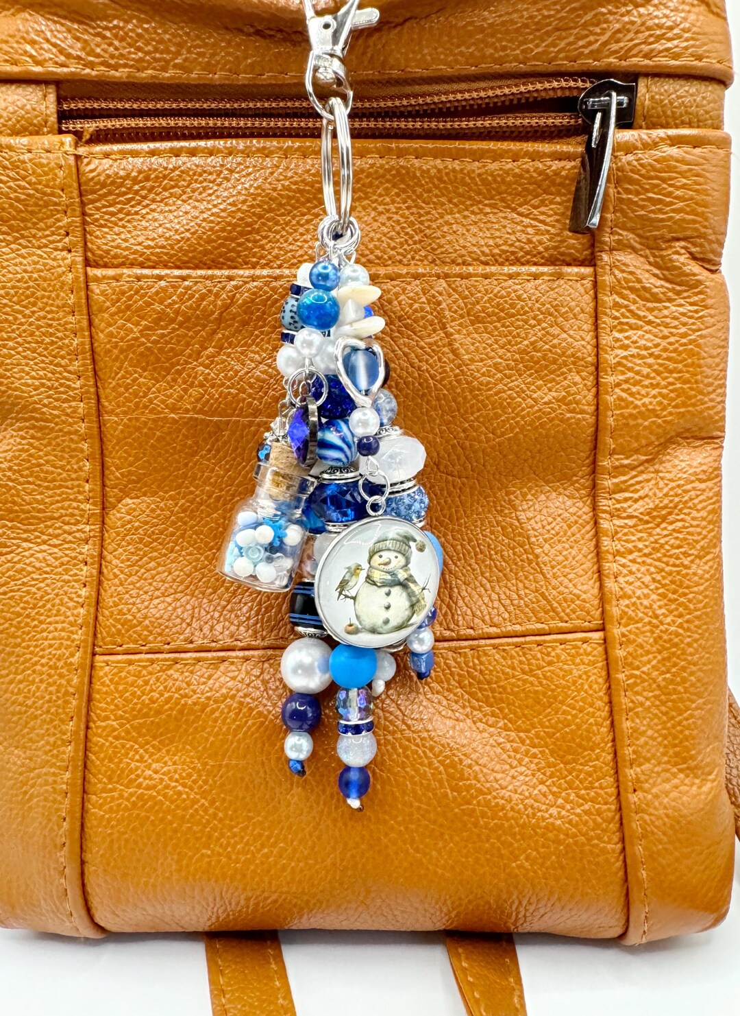 Cute Snowman Keychain, Beaded Snowman Bag Charm, Snowman Keychain Charm ...