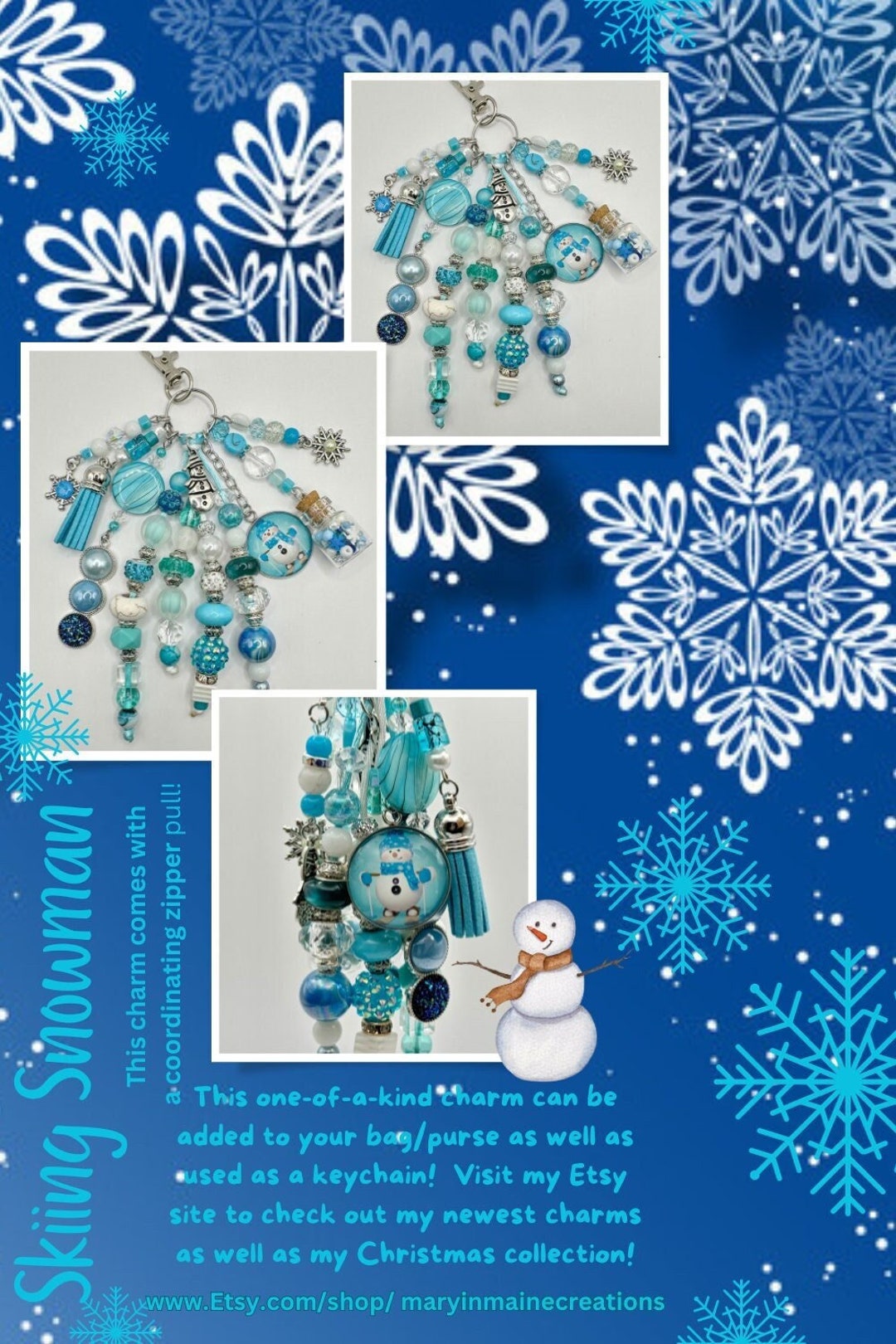 Cute Snowman Bag Charm Winter Bag Charm Winter Snowman - Etsy