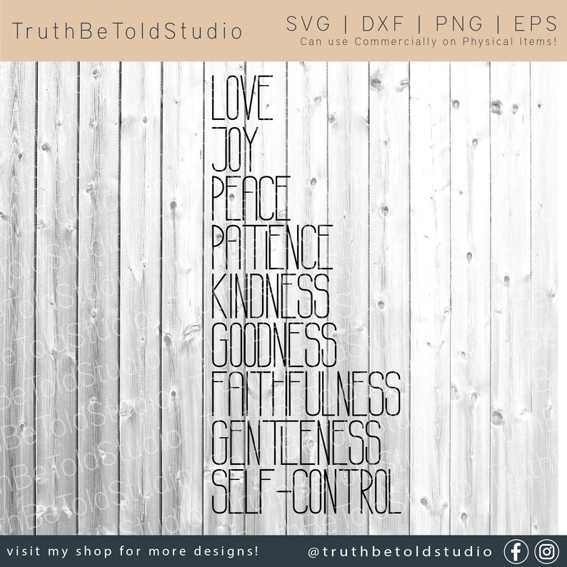 Fruit of the Spirit SVG Love Joy Peace Patience Kindness - Etsy