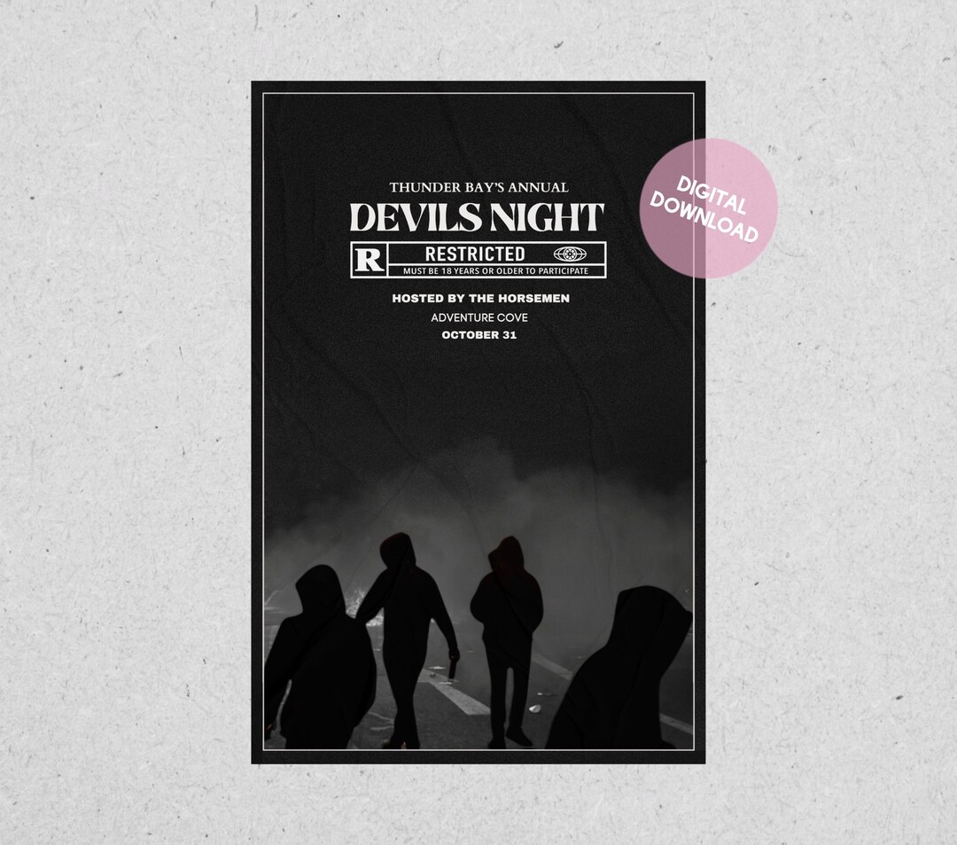 Devils Night Digital Posters Aesthetic Minimalist Wall Art Print Book ...