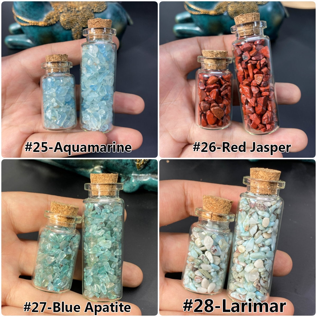 Crystal Chip Jar , Crystal Chip Bottles for Decor , Healing Gemstone ...