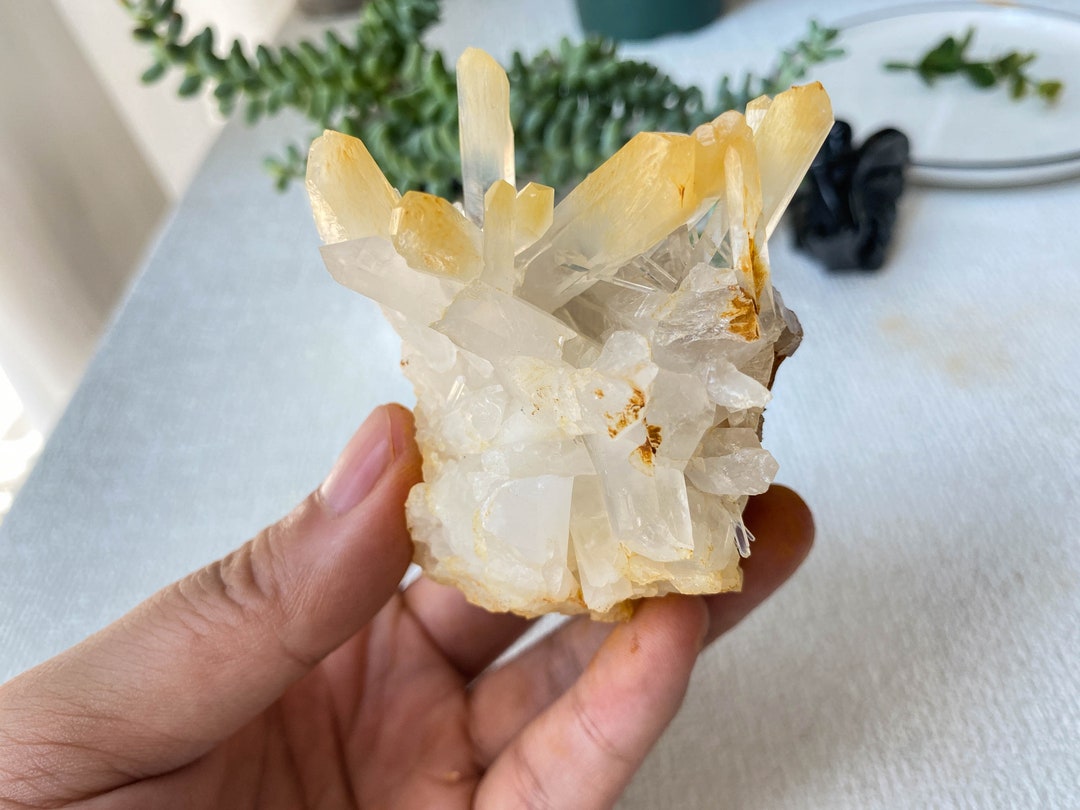 Natural Unique Mango Quartz Cluster , Housewarming Gift , Raw Crystals ...