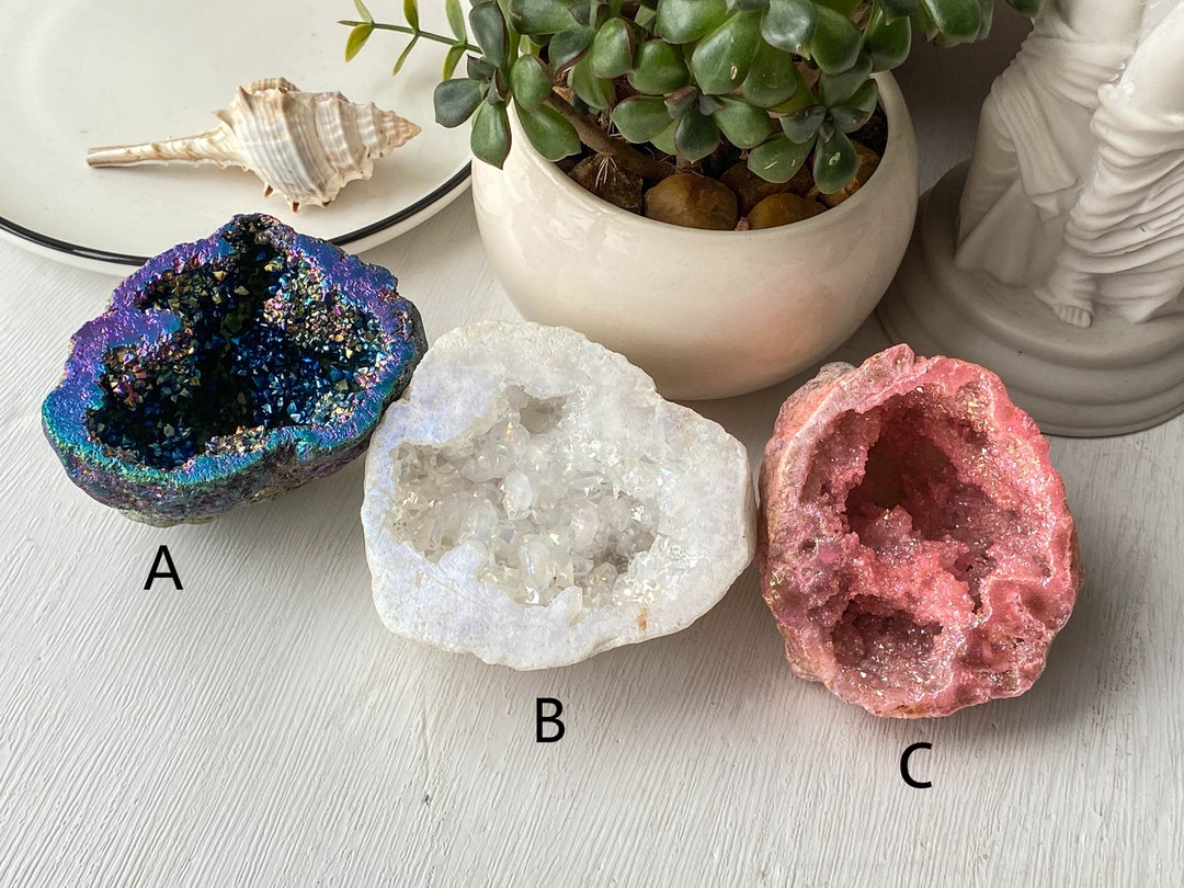 Rainbow Aura Quartz Crystal Geode , Rock Crystal Geode , Crystal Home ...