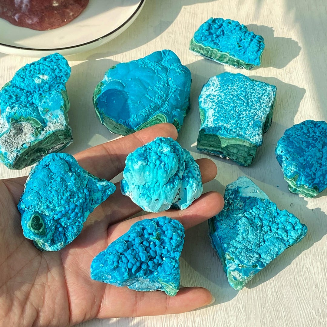 Natural Raw Chrysocolla Specimen , Rough Malachite Botryoidal Crystal ...