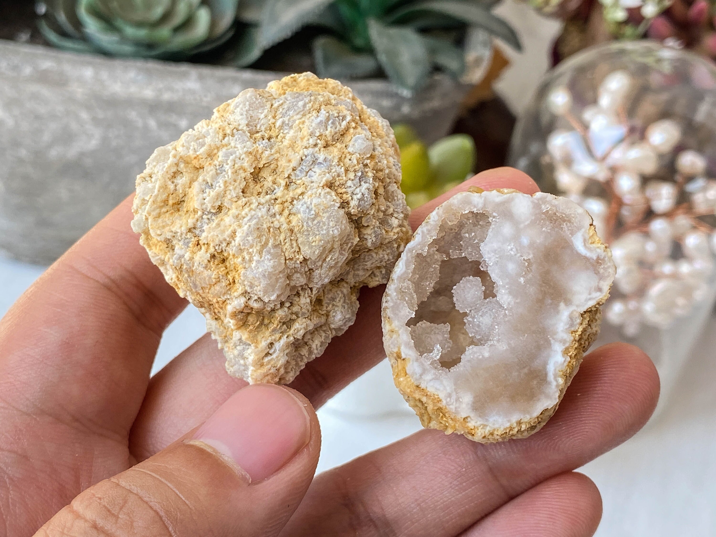 Moroccan White Druzy Geodes , Sparkly Geodes , Rock Geode , Natural ...