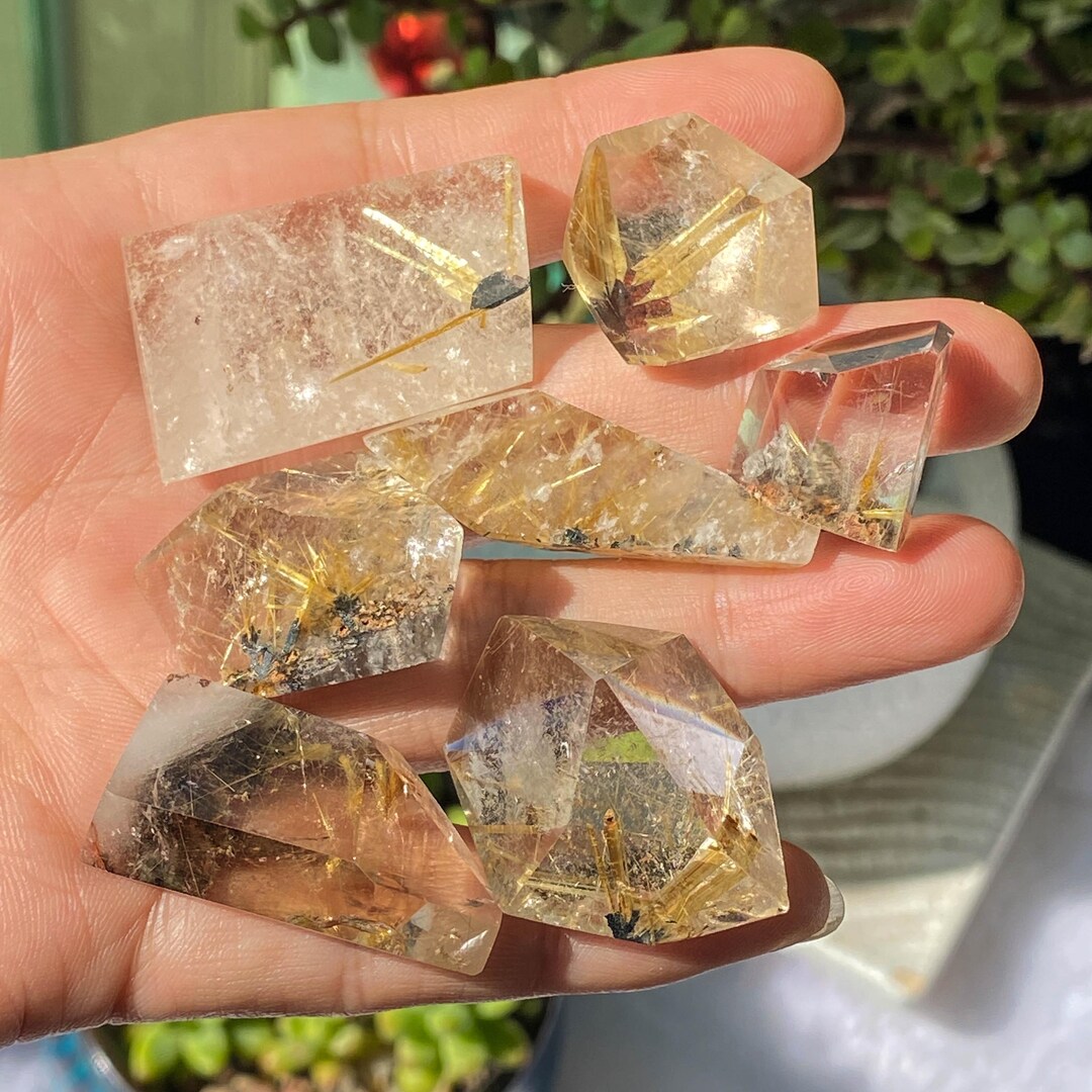Natural Titanium Rutilated Quartz Freeform , Unique Polished Quartz ...