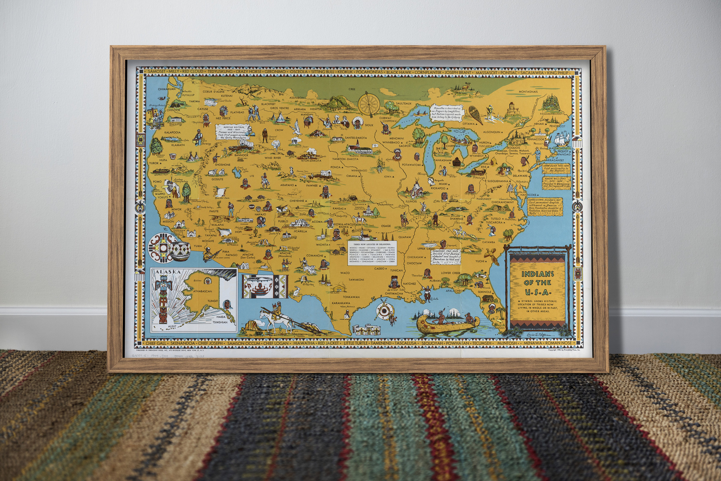 Native American Tribes Map Poster 1944 - American Indian Tribal Map ...