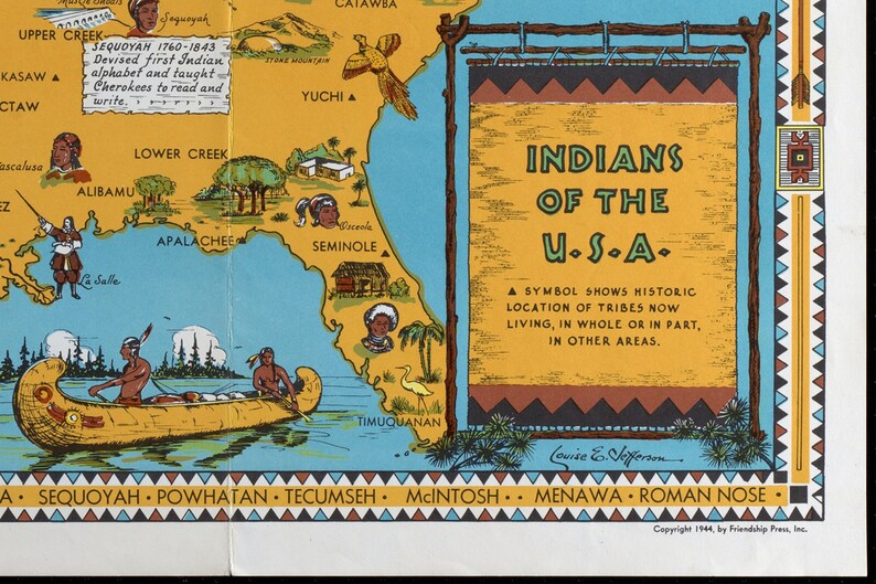 Native American Tribes Map Poster 1944 American Indian Tribal Map ... Native American Tribes Map Poster 1944 American Indian Tribal Map ...