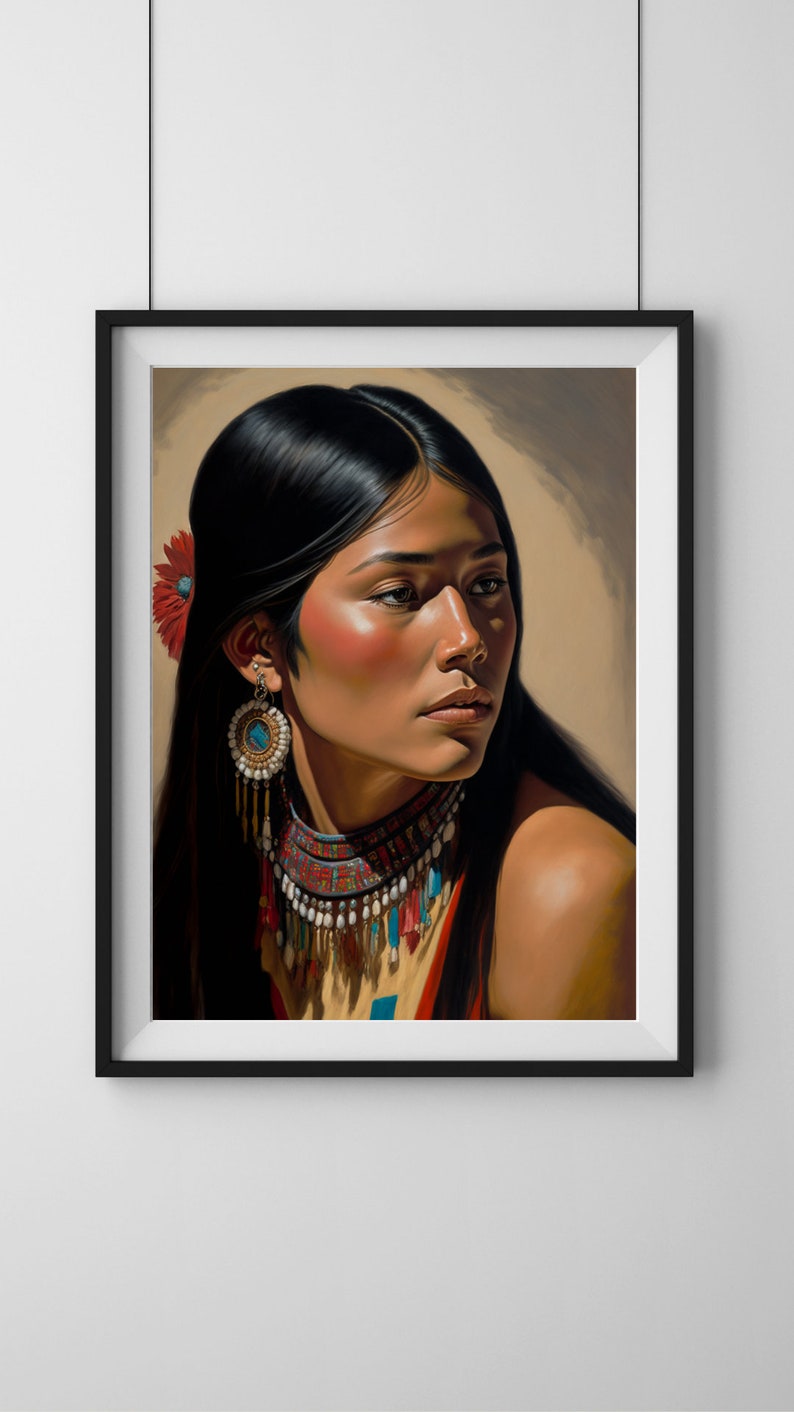 Native American Portrait Painting Beautiful Native American - Etsy