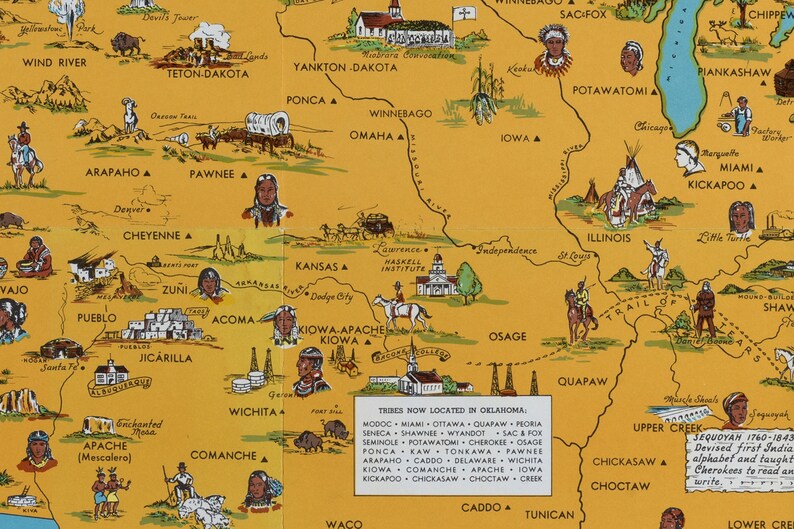 Native American Tribes Map Poster 1944 American Indian Tribal Map ... Native American Tribes Map Poster 1944 American Indian Tribal Map ...