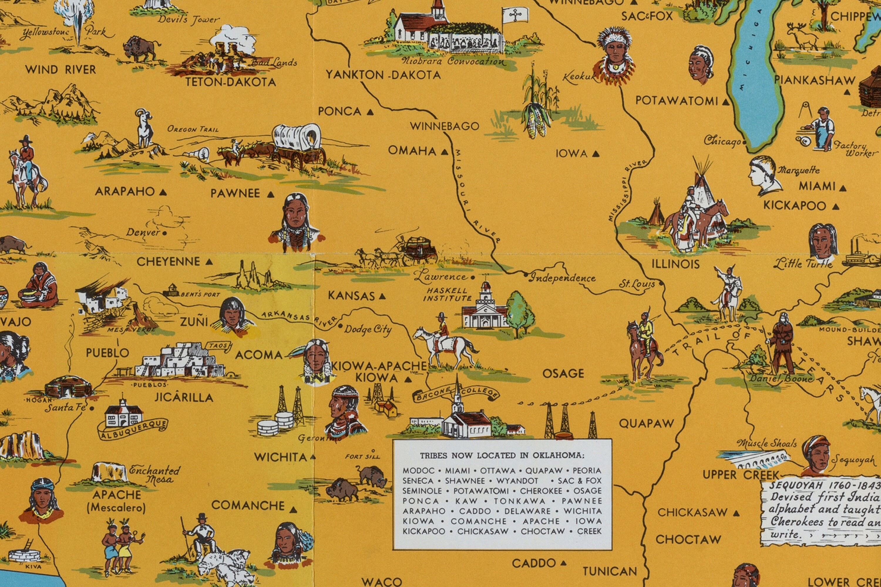 Native American Tribes Map Poster 1944 American Indian Tribal Map ...