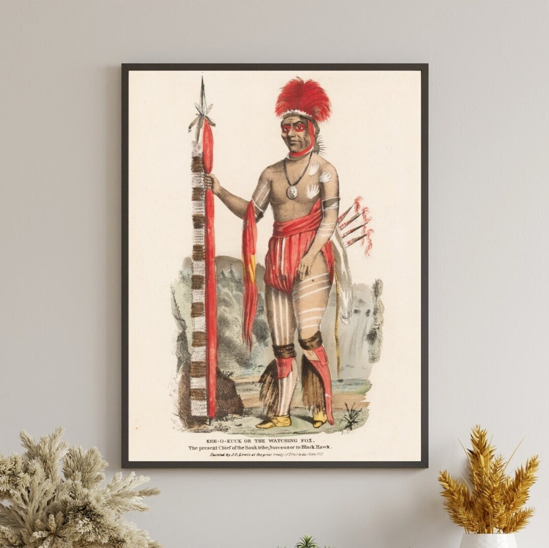 Native American Chief Portrait - Kee-o-kuck, or the Watching Fox ...