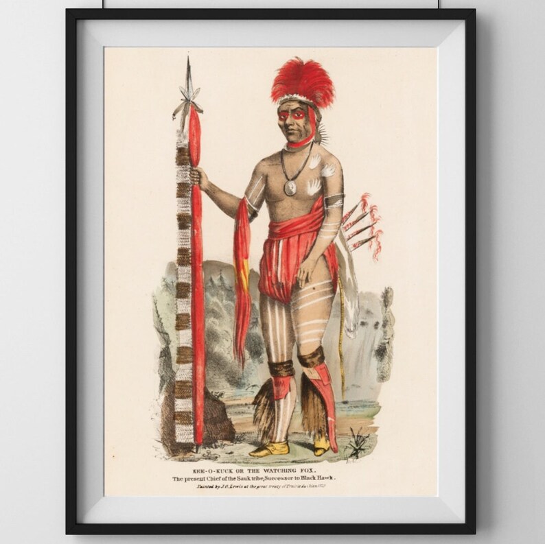 Native American Chief Portrait - Kee-o-kuck, or the Watching Fox ...