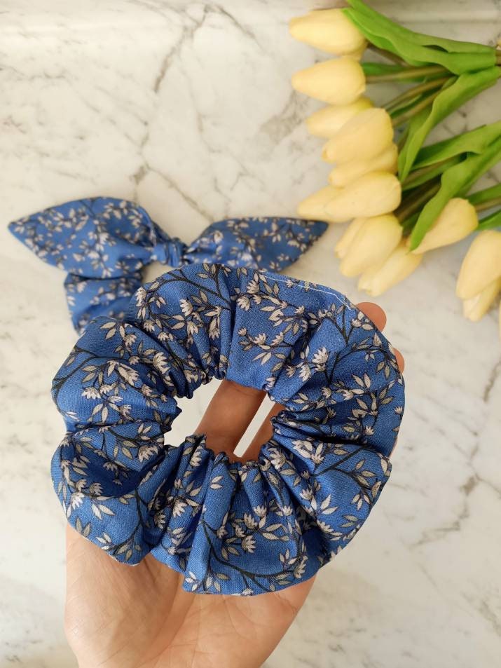 Handmade Blue Knot Bow Hair Scrunchies Hair Tie Elastic - Etsy