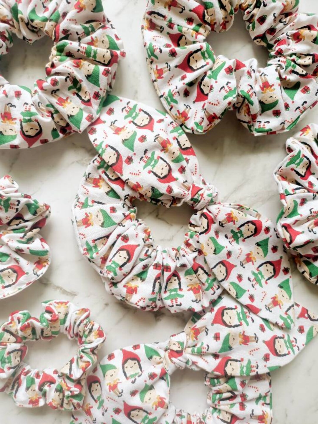 Christmas Scrunchies/ Cute Elf Knot Bow Hair Scrunchie/ Hair - Etsy