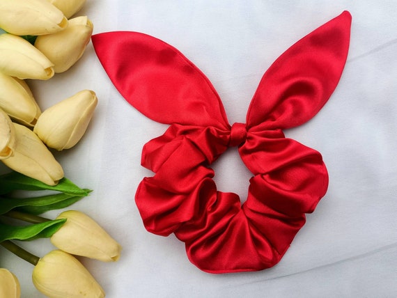 Handmade Red Knot Bow Hair Scrunchie. Red Scrunchie Bow Scrunchies Valentine s Day Hair Accessories Handmade in Brisbane Australia Etsy Canada