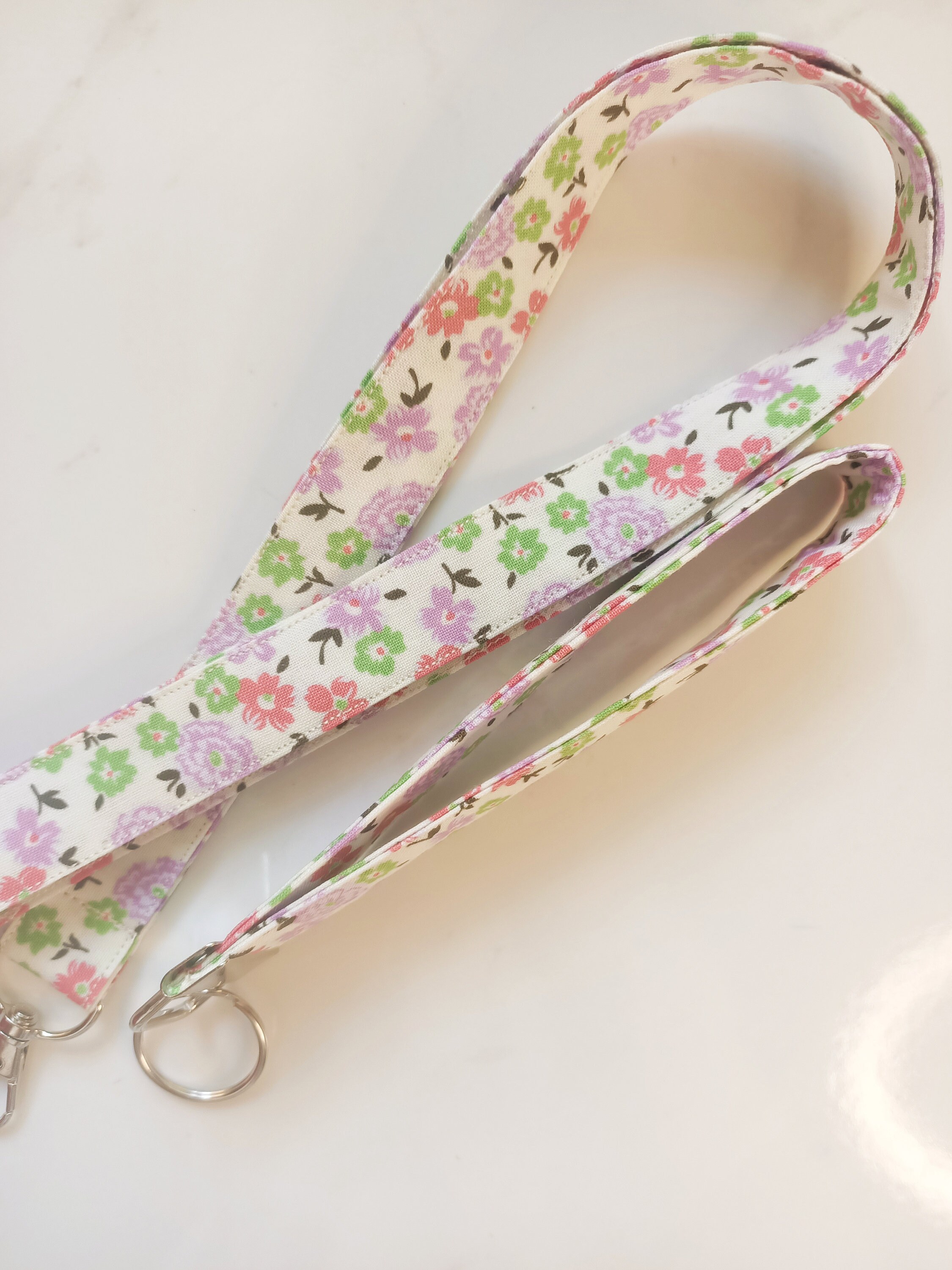Lanyard / Key Fob Handmade Fabric Neck Lanyard, Floral Lanyards, ID ...