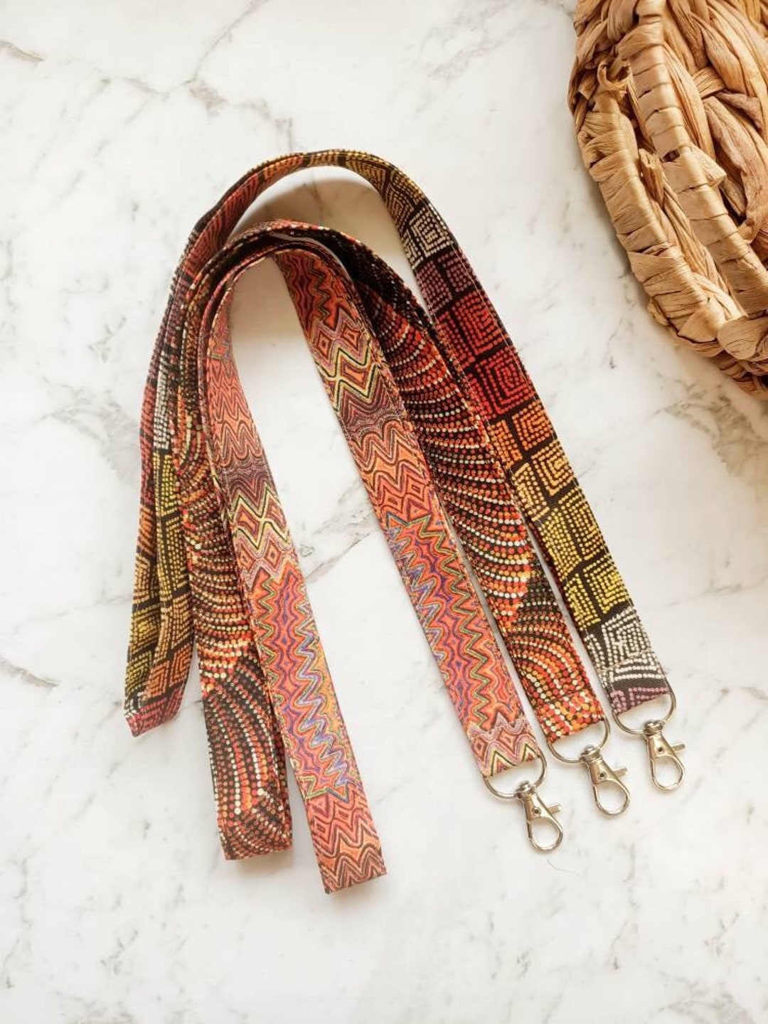 Aboriginal Dot Art Fabric Lanyard , Indigenous Art Fabrics Neck ...