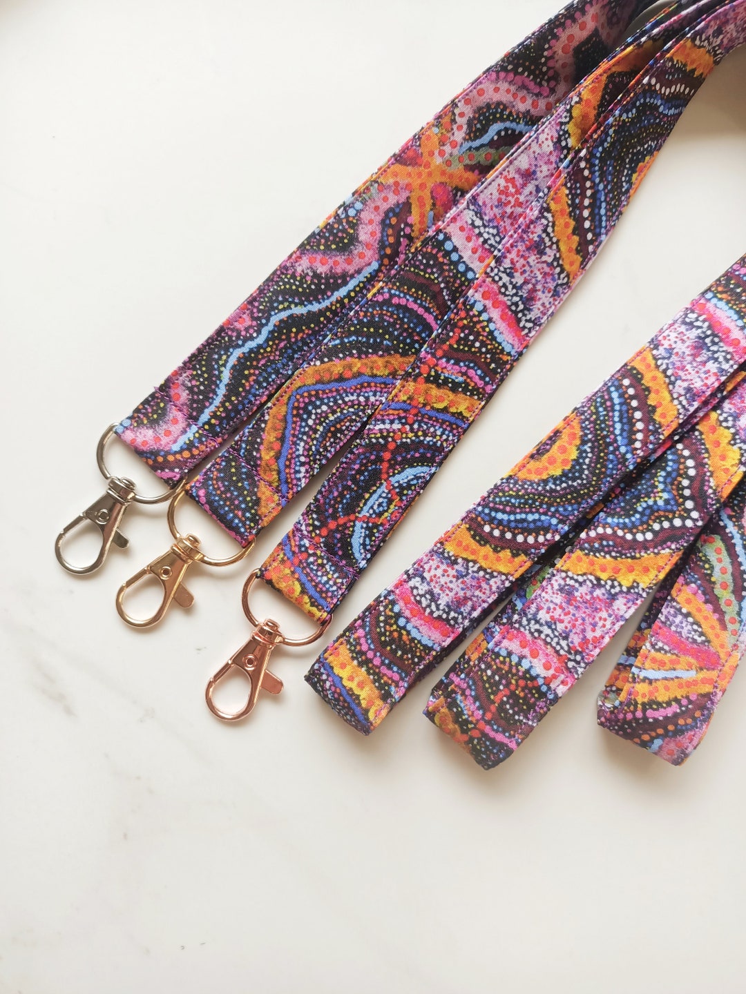 Lanyard Aboriginal Dot Art Indigenous Dot Art Fabric Lanyard, ID Badge ...