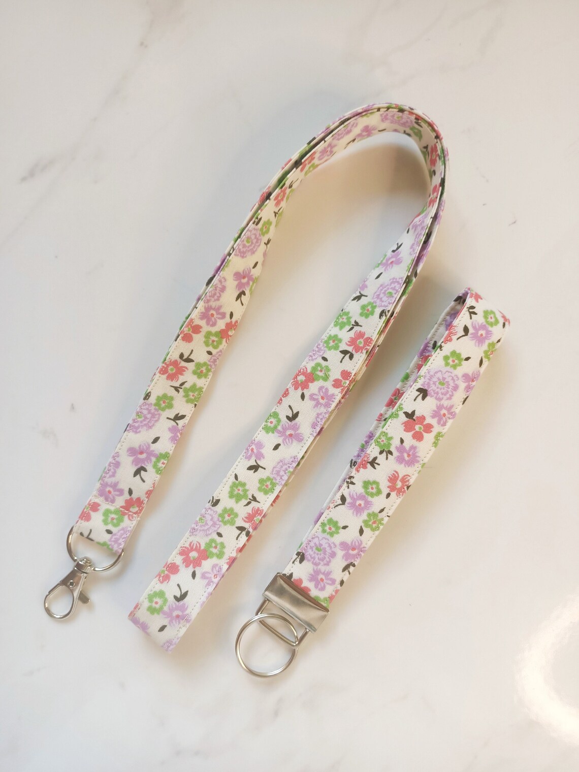 Lanyard / Key Fob Handmade Fabric Neck Lanyard, Floral Lanyards, ID ...