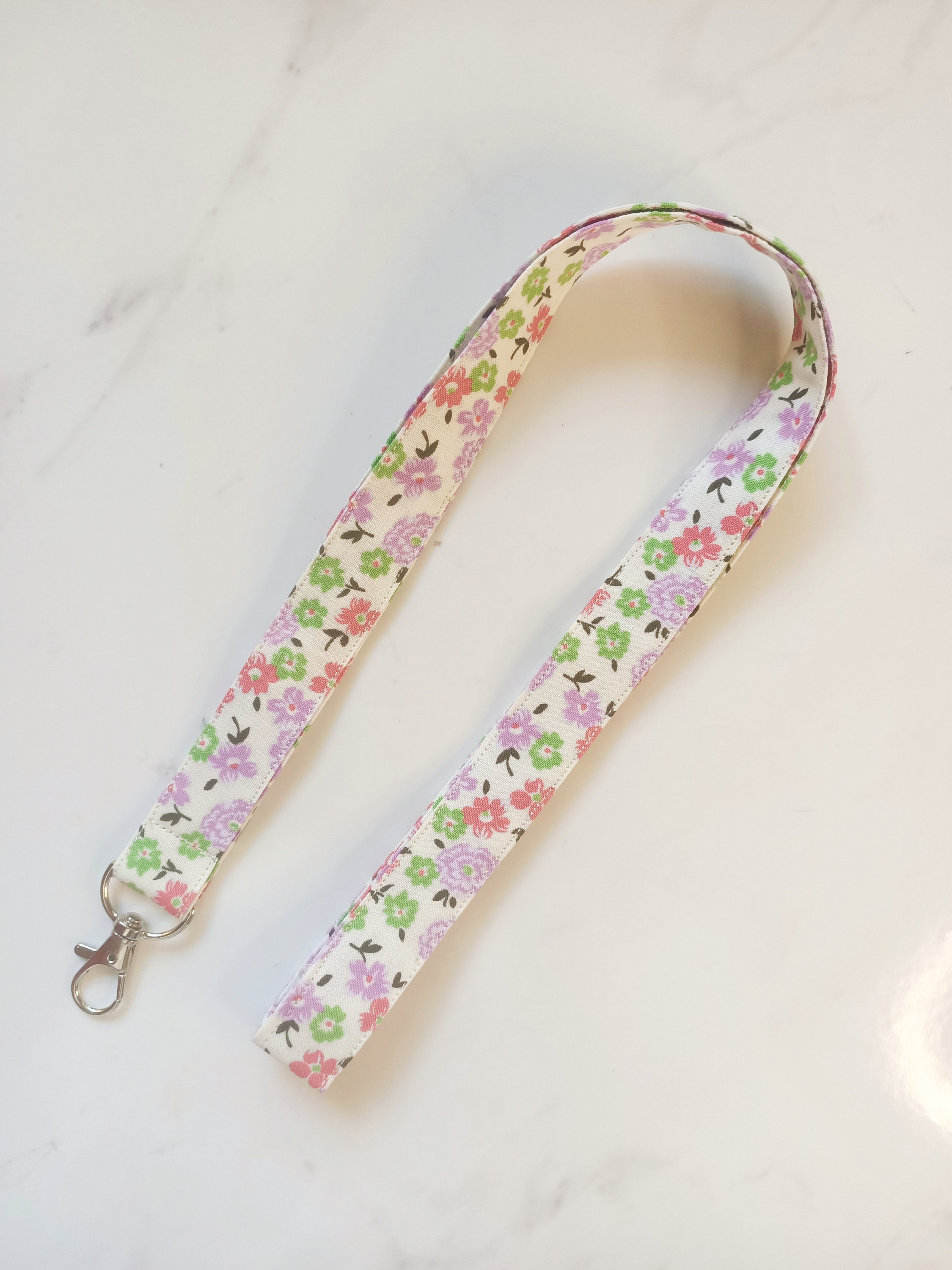 Lanyard / Key Fob Handmade Fabric Neck Lanyard, Floral Lanyards, ID ...
