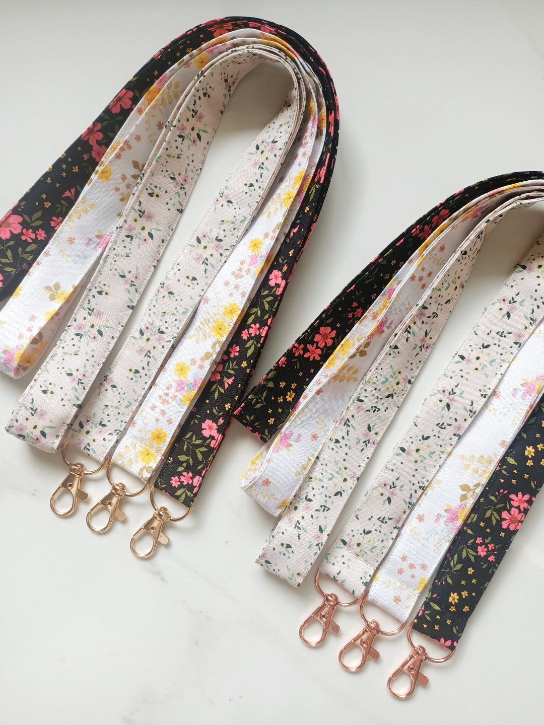 Lanyard - Fabric Neck Lanyards- Rose Gold & Gold Hook - Cute ID Badge ...