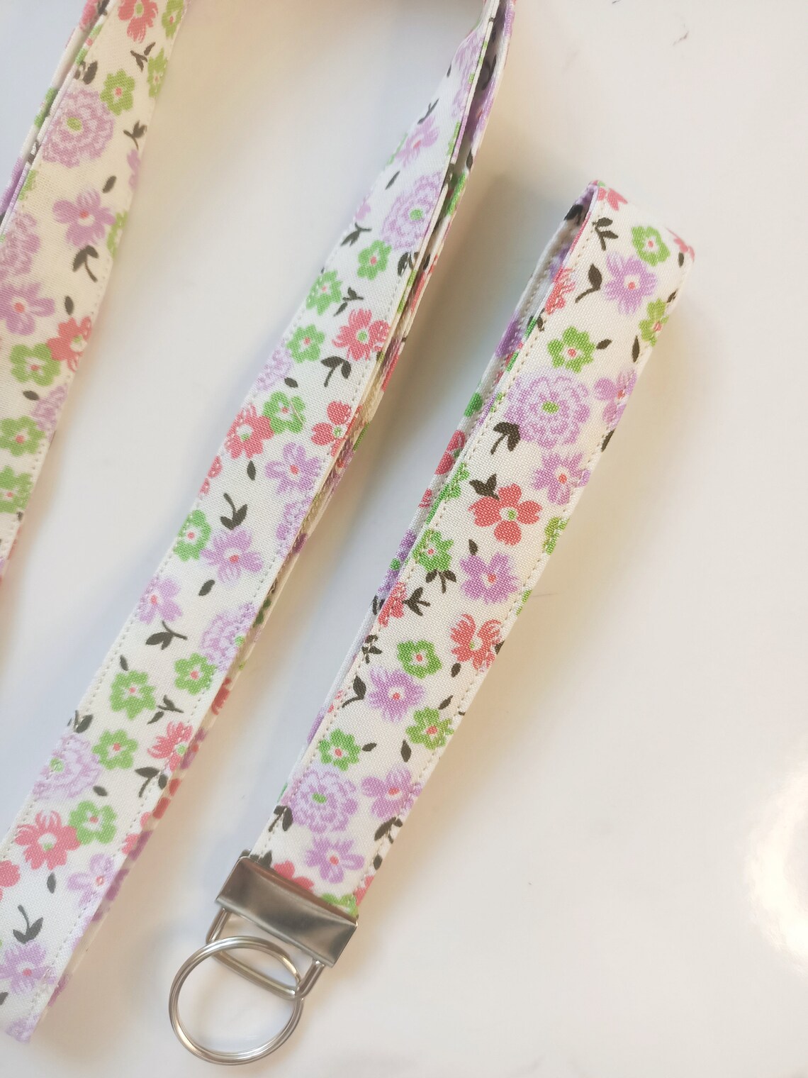 Lanyard / Key Fob Handmade Fabric Neck Lanyard, Floral Lanyards, ID ...