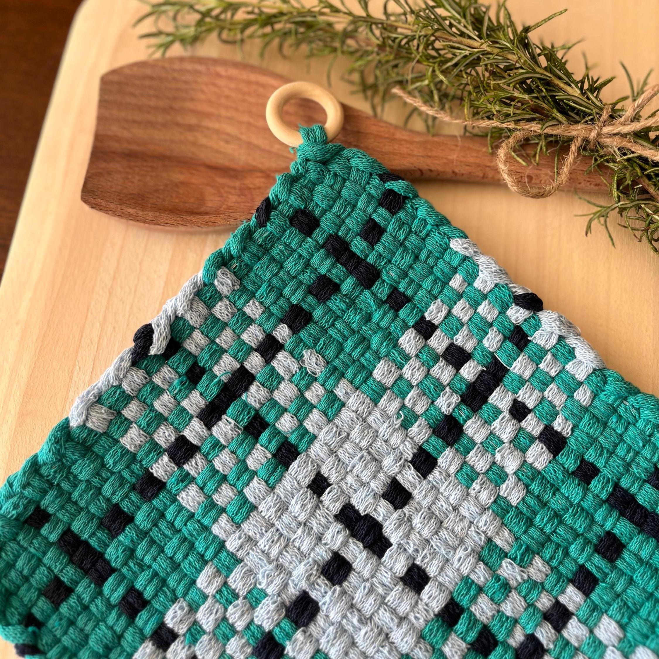 Handwoven Cotton Potholder Trivet, Atlantic Collection Kitchen Decor - Etsy