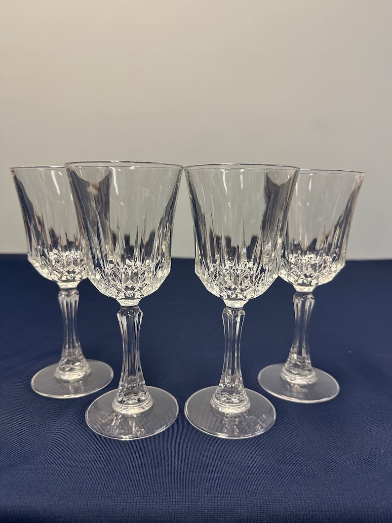 Cut Glass Wine Glasses, Set of 4, Ornate White Wine Glasses, Cut Glass ...
