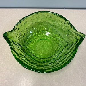 Blenko Glass Green Glass Console Bowl, Green Art Glass Fruit Bowl ...