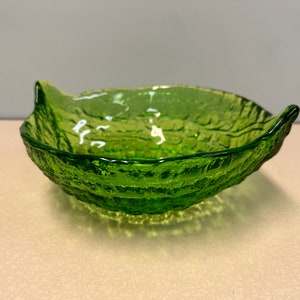 Blenko Glass Green Glass Console Bowl, Green Art Glass Fruit Bowl ...