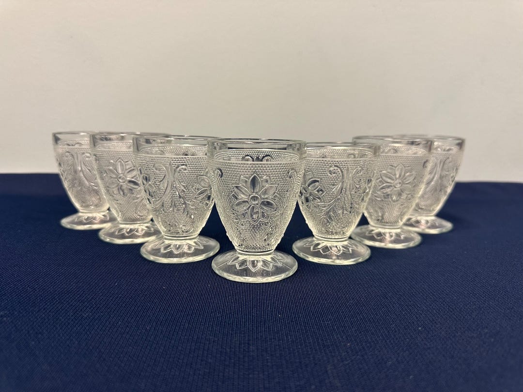 Indiana Glass Tiara Pattern Egg Cups Cordials Shot Glasses, Set of 7 ...